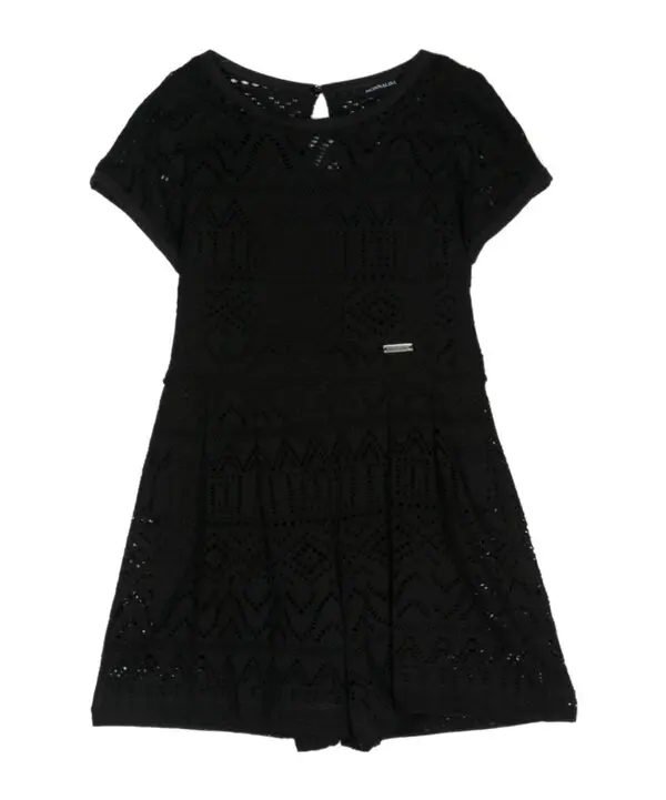 Monnalisa Short-sleeved Lace Jumpsuit - Black