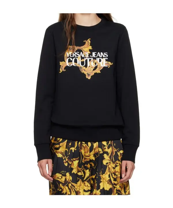 Versace Long Sleeve Sweatshirt With Graphic Pattern - Black