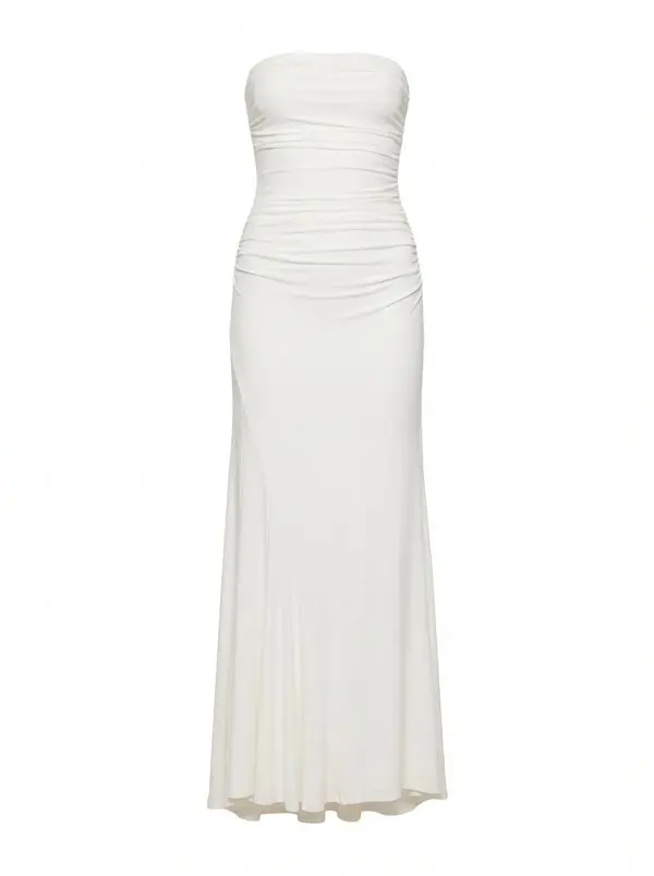 Tove Pleated Tube Top Dress - White
