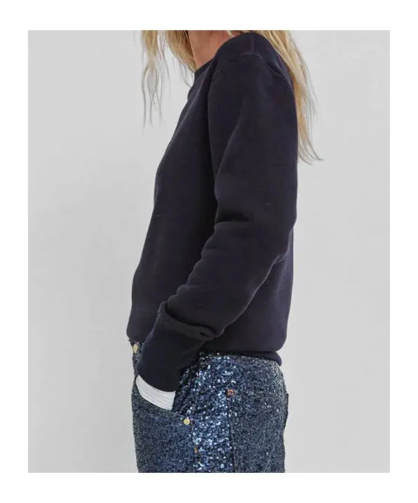 DARKPARK Crew Neck Ribbed Trim Blouse With Dropped Shoulders