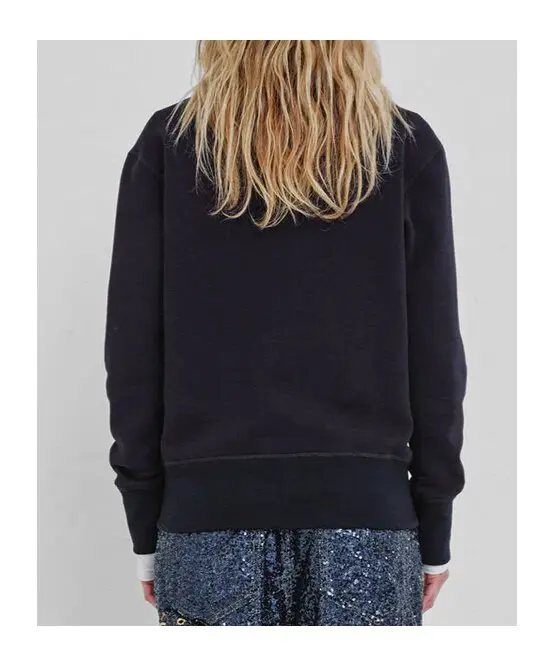 DARKPARK Crew Neck Ribbed Trim Blouse With Dropped Shoulders