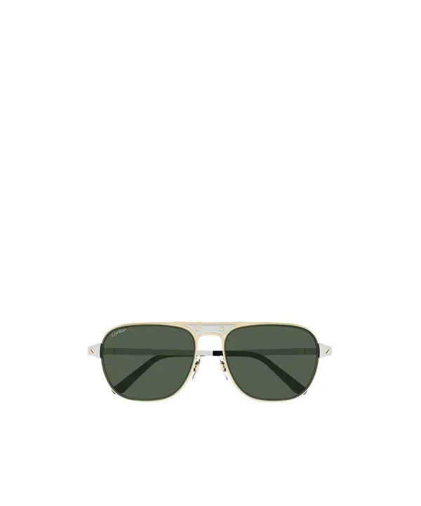 Cartier Santos Brushed Pilot Frame Sunglasses - Brushed Gold With Silver