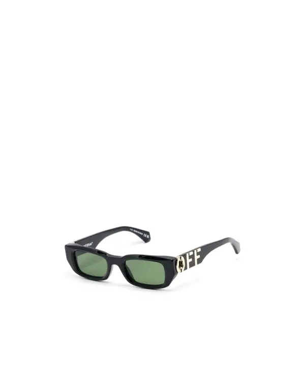 Off-White Rectangular Frame Sunglasses - Green