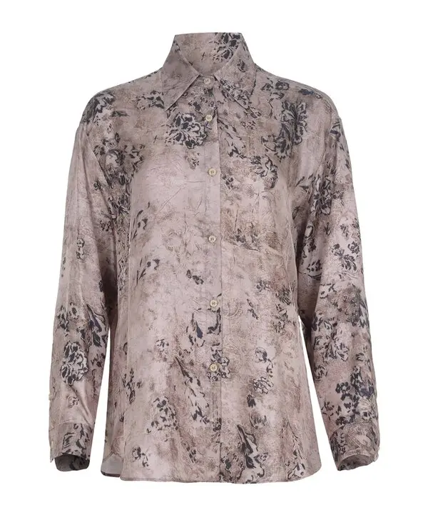 ALYSI Floral Print Long Sleeve Shirt