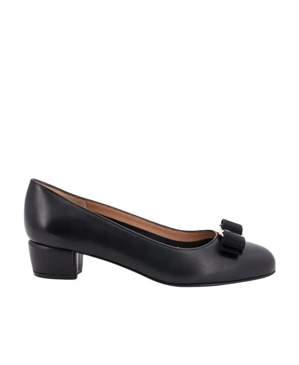FERRAGAMO Bow Detail Round Toe Pumps - Black