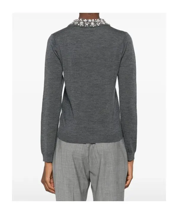 Liviana Conti Embellished Lapel Collar Knitwear