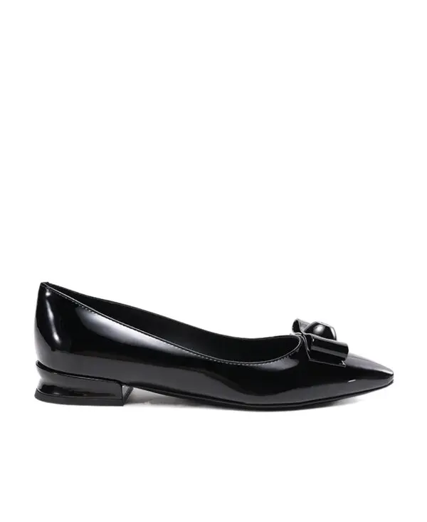 FERRAGAMO Patent Leather Bow Detail Flats