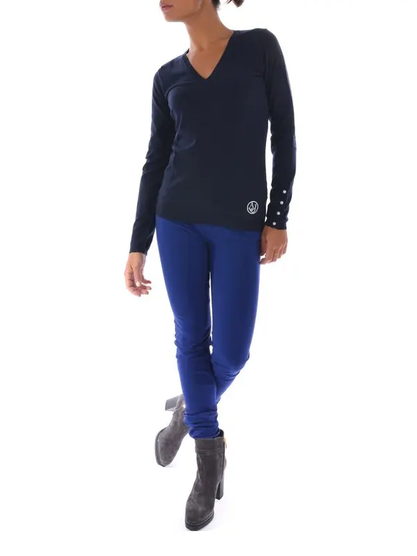 Emporio Armani V-neck Sweater With Embellished Logo - Black