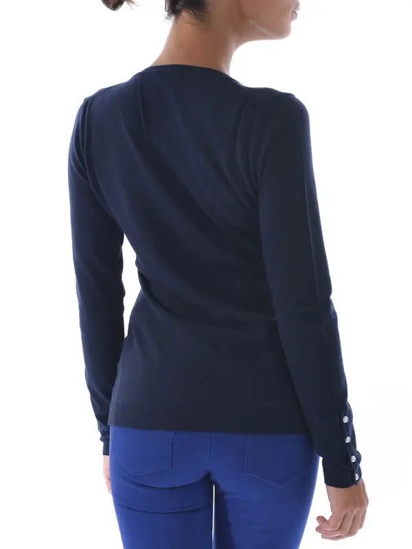 Emporio Armani V-neck Sweater With Embellished Logo - Black