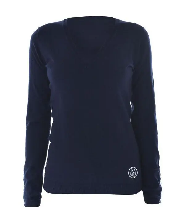 Emporio Armani V-neck Sweater With Embellished Logo - Black