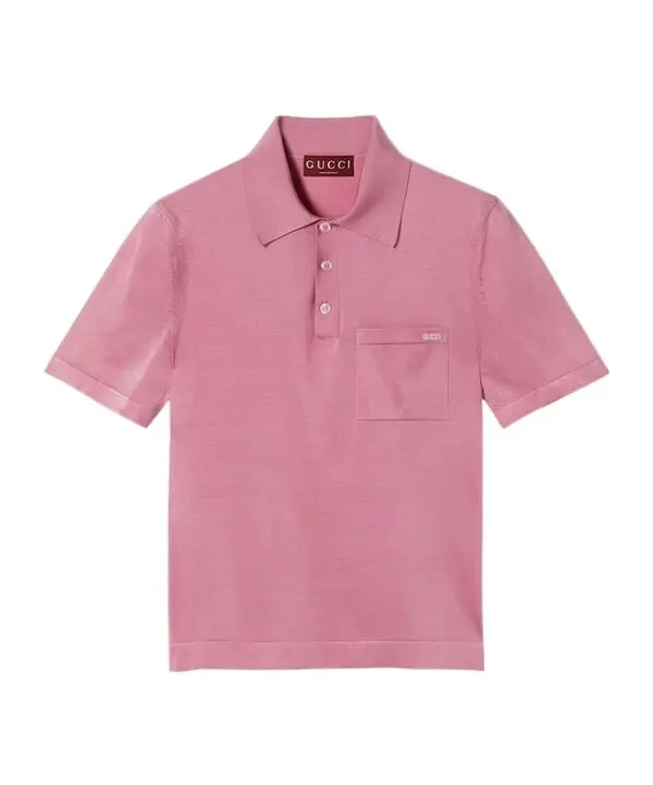 Gucci Fine Knit Polo Top - Pink