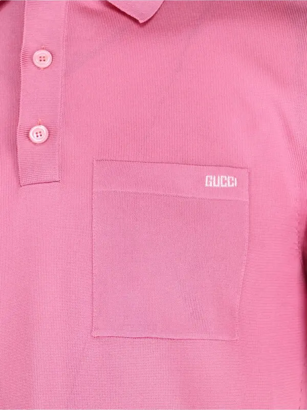 Gucci Fine Knit Polo Top - Pink