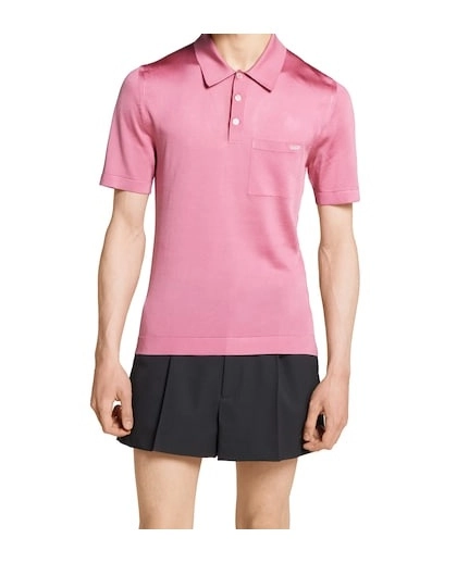 Gucci Fine Knit Polo Top - Pink