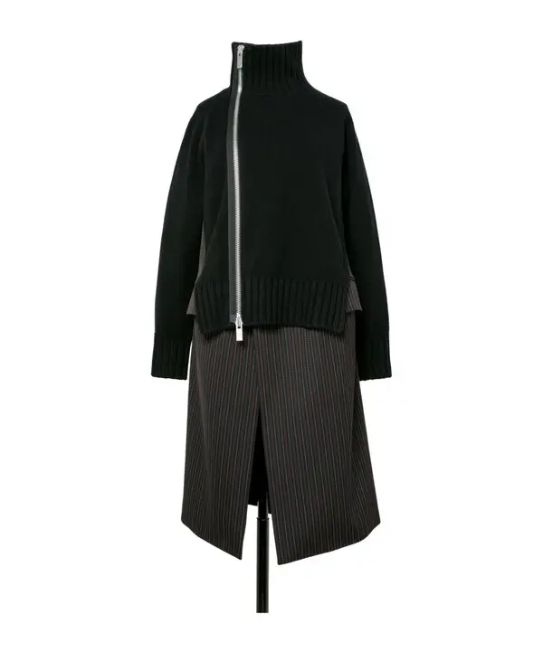 Sacai Long Sleeve Dress With Front Zip Closure