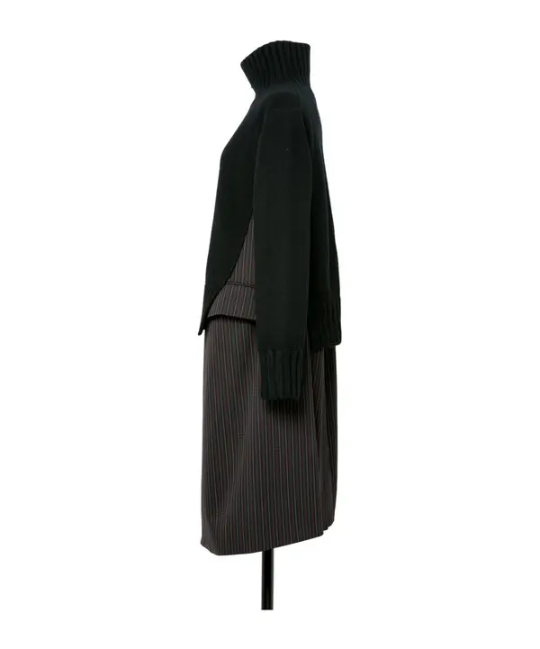 Sacai Long Sleeve Dress With Front Zip Closure