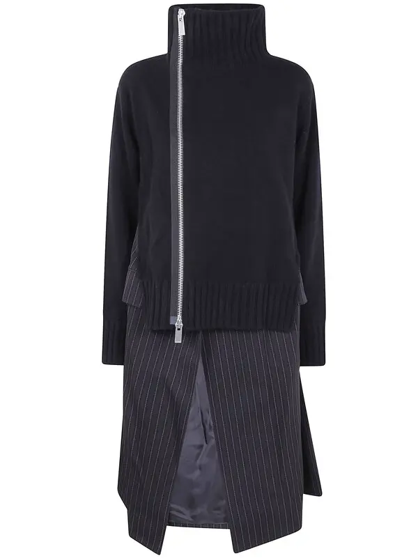 Sacai Long Sleeve Dress With Front Zip Closure