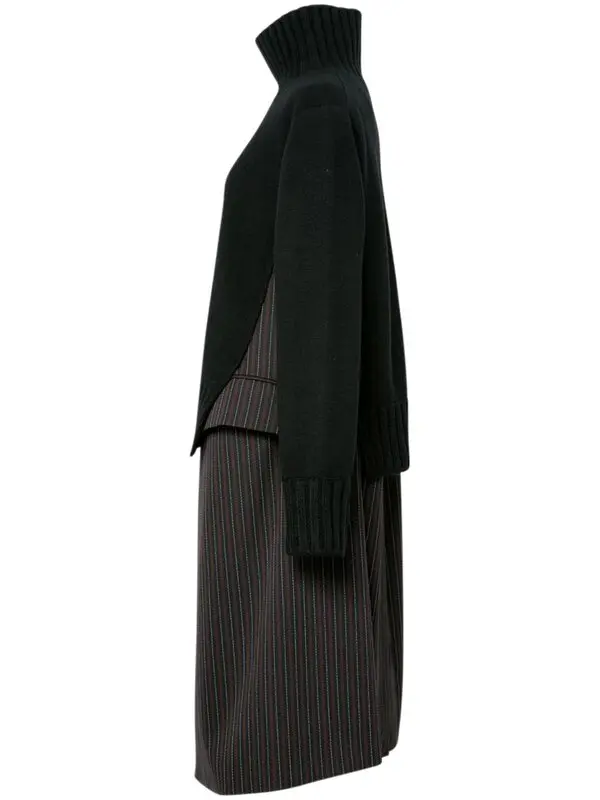 Sacai Long Sleeve Dress With Front Zip Closure