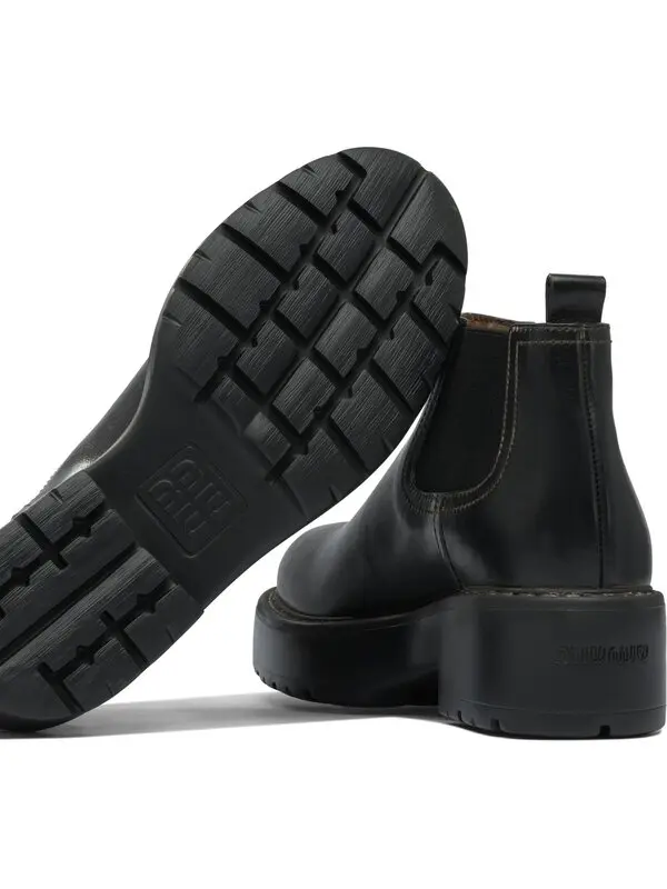 Miu Miu Leather Block Heel Booties