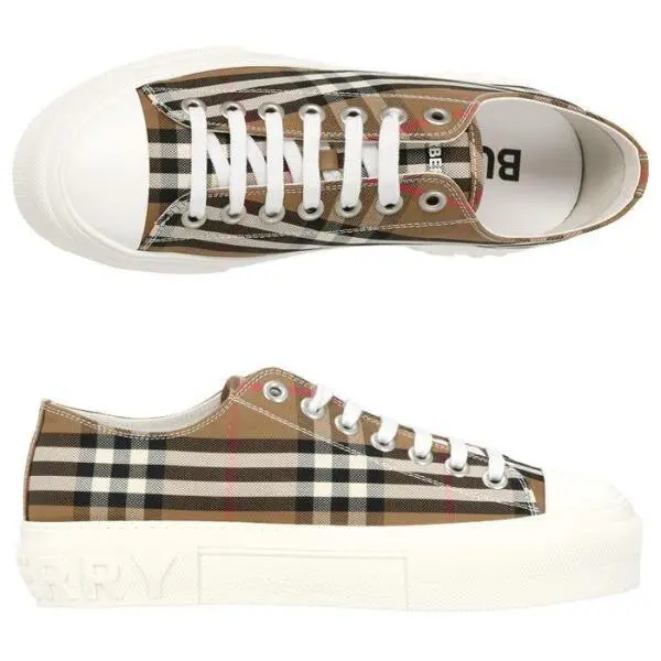 Burberry Checked Lace-up Sneakers - Multicolor