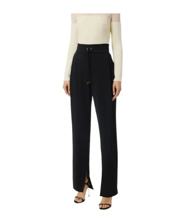 Elisabetta Franchi Lightweight Crêpe Trousers - Black