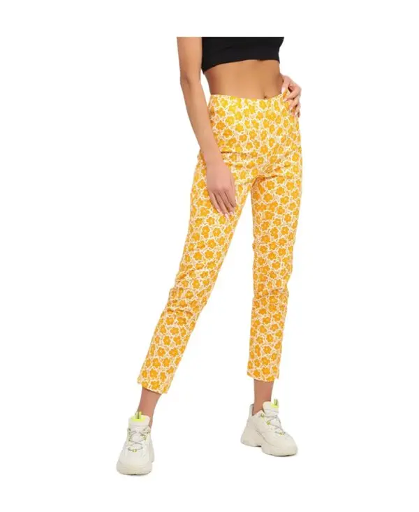 Moschino Floral Print Slim Fit Casual Pants