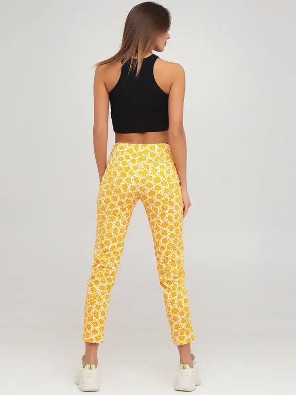 Moschino Floral Print Slim Fit Casual Pants