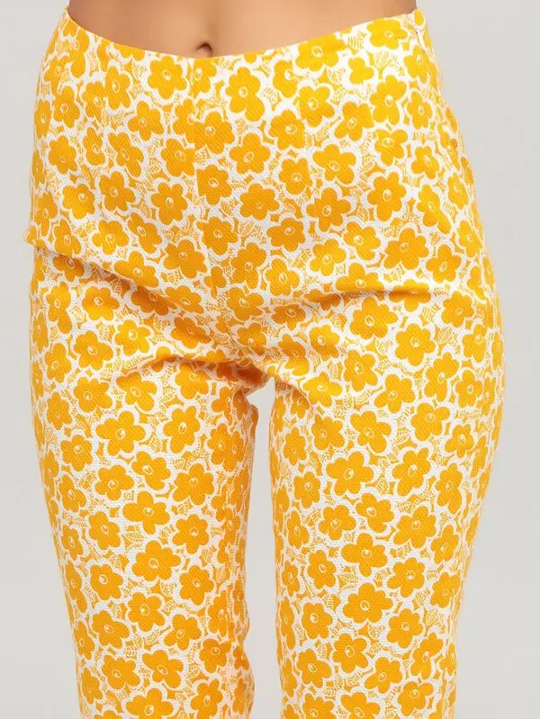 Moschino Floral Print Slim Fit Casual Pants