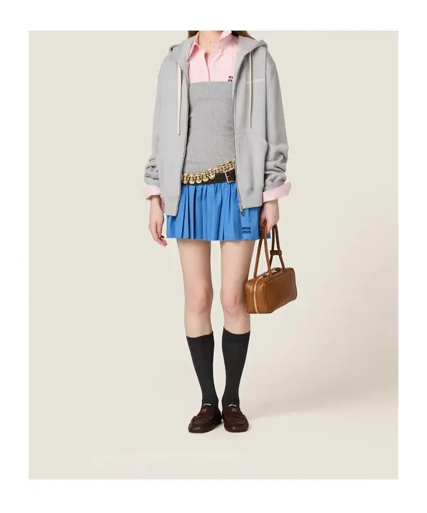 Miu Miu Zip-up Hoodie With Drawstring And Logo
