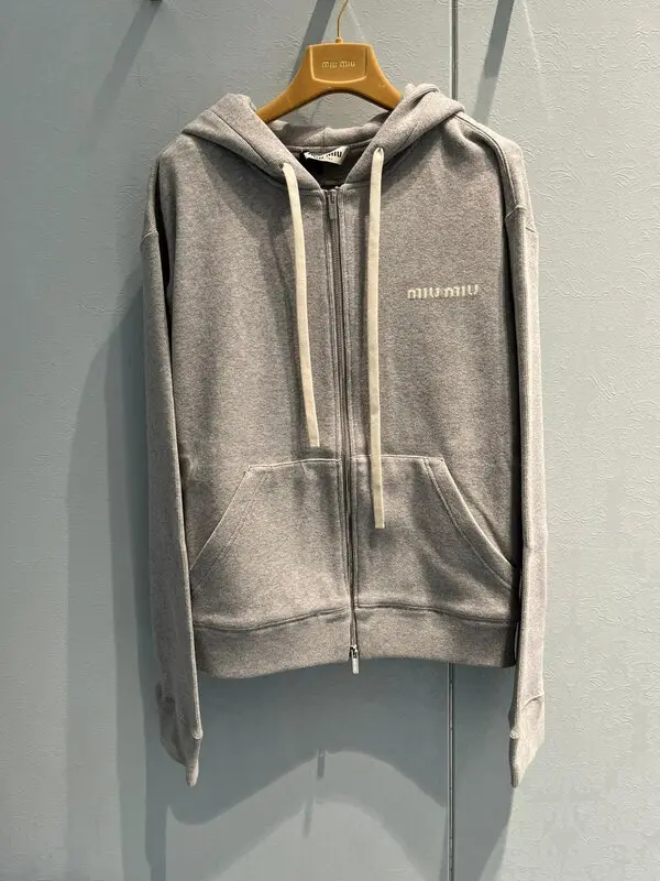 Miu Miu Zip-up Hoodie With Drawstring And Logo
