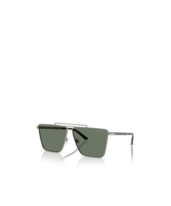 Versace Tubular Greca Rectangle Frame Sunglasses