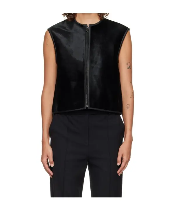Loulou De Saison Ampas Pony-effect Leather Vest - Black