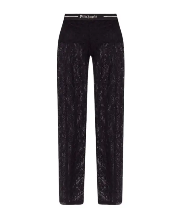 Palm Angels Logo Waistband Lace Trousers - Black
