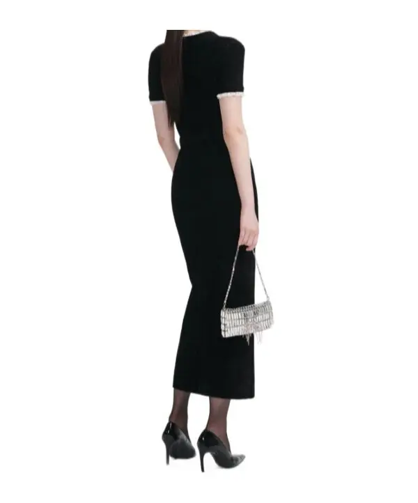 SELF-PORTRAIT Embellished Button Dress With Lace Detailing And Removable Belt