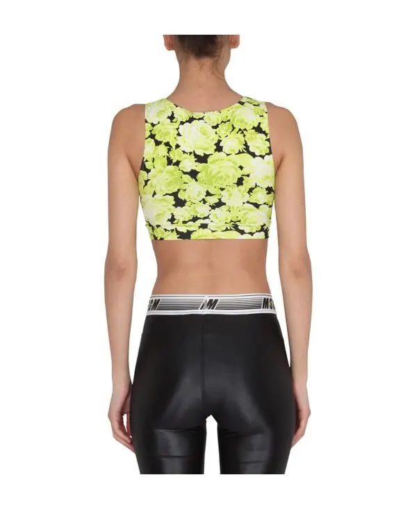 MSGM Floral Print Cropped Tank Top