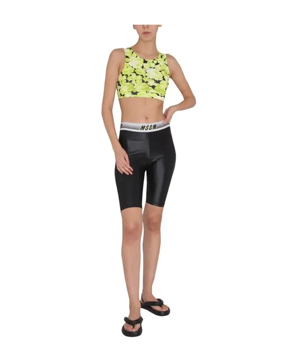 MSGM Floral Print Cropped Tank Top