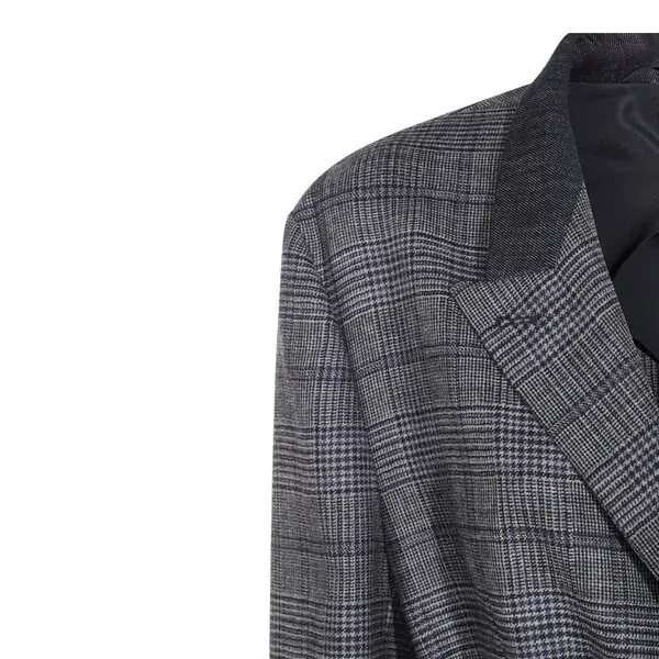 Brunello Cucinelli Single-breasted Belted Blazer With Checked Pattern