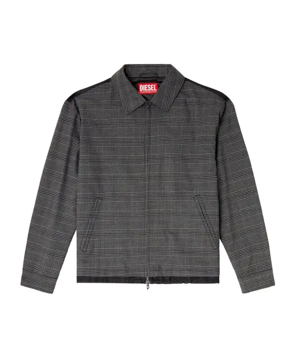 DIESEL® J-ting Checked Zip-up Shirt Jacket - Black/gray