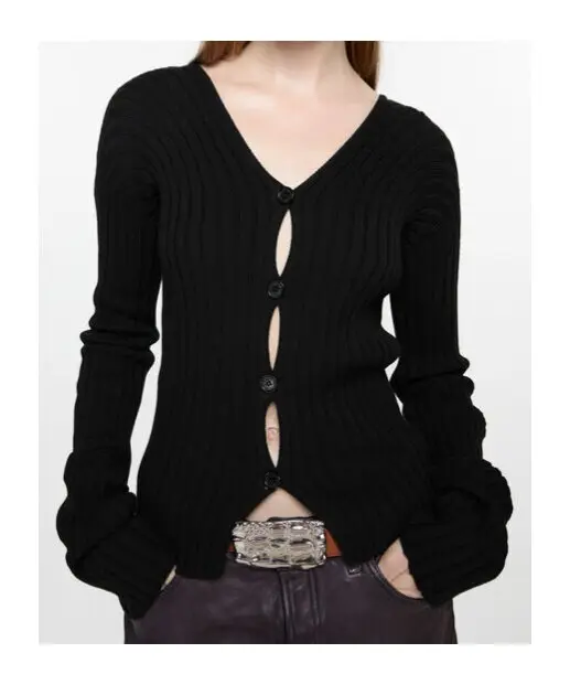 Acne Studios Cotton Cardigan With V-neck And Ribbed Knit