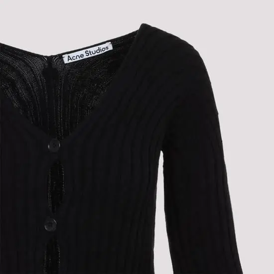 Acne Studios Cotton Cardigan With V-neck And Ribbed Knit
