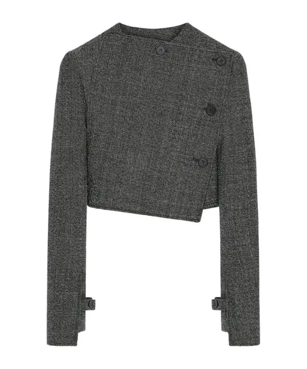 COURREGES Oblique Buttoned Cropped Jacket - Black