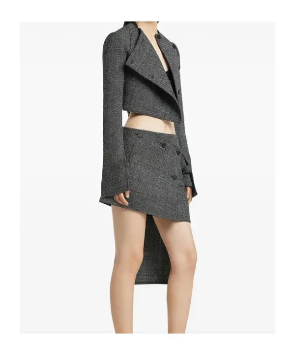 COURREGES Oblique Buttoned Cropped Jacket - Black