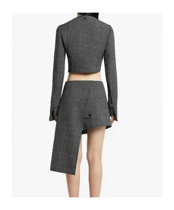 COURREGES Oblique Buttoned Cropped Jacket - Black