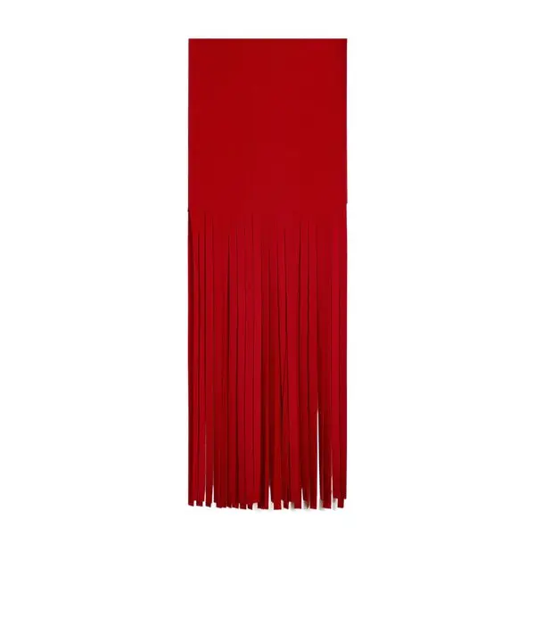 Sportmax Avocado Fringed Scarf - Red