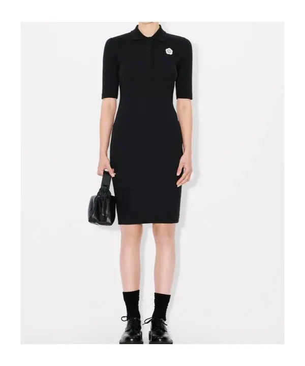 Kenzo Boke Flower Ribbed Knit Polo Dress