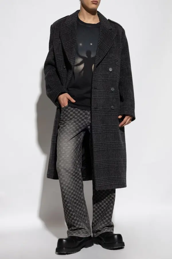 MISBHV Plaid Long-sleeve Double-breasted Coat