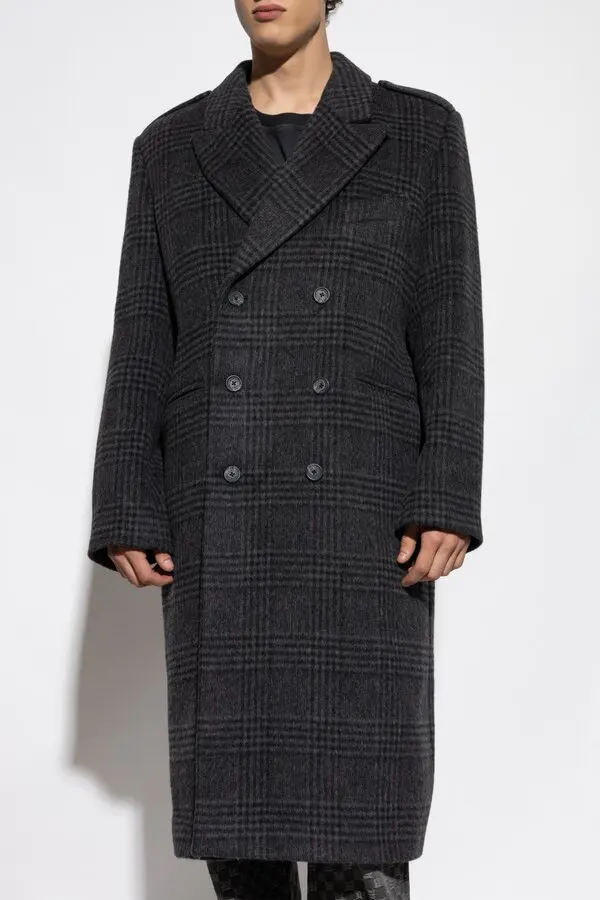 MISBHV Plaid Long-sleeve Double-breasted Coat