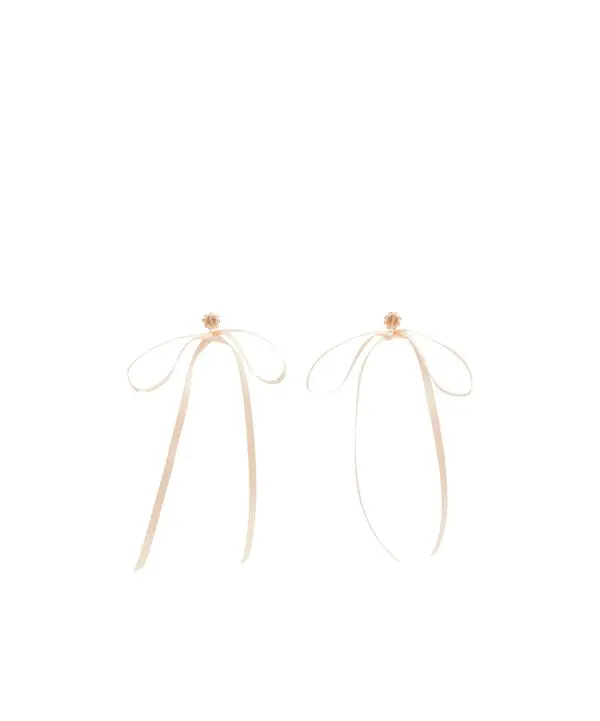 Simone Rocha Beaded Bow Ribbon Stud Earrings - Yellow