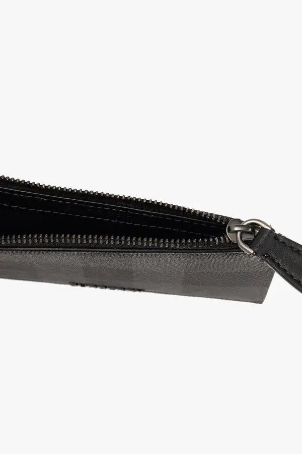 Burberry Logo Plaque Checked Zipped Wallet