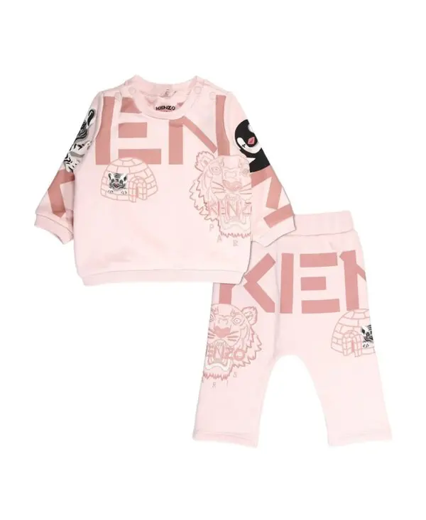 Kenzo Tiger Embroidered Logo Sweatshirt And Jogger Set - Pink