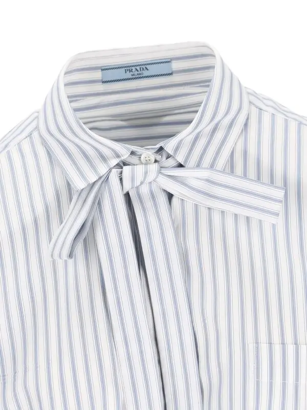 Prada Striped Cropped Shirt With Scarf Collar